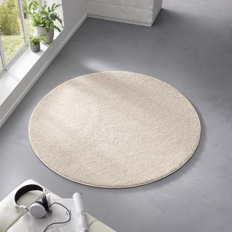 Hochflor Teppich Rund Shaggy Trend - Creme | Tapeso