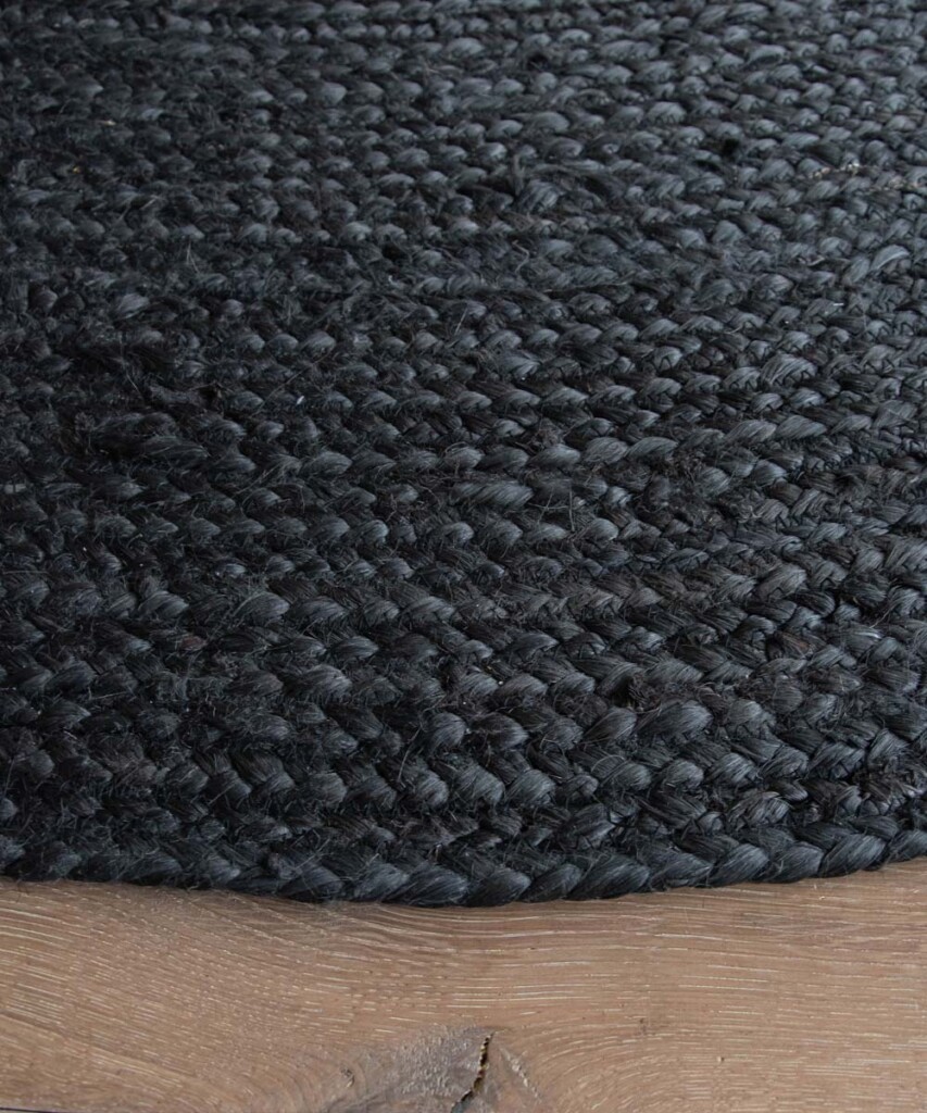 Jute Teppich Rund Pure - Schwarz [special edition] | Tapeso