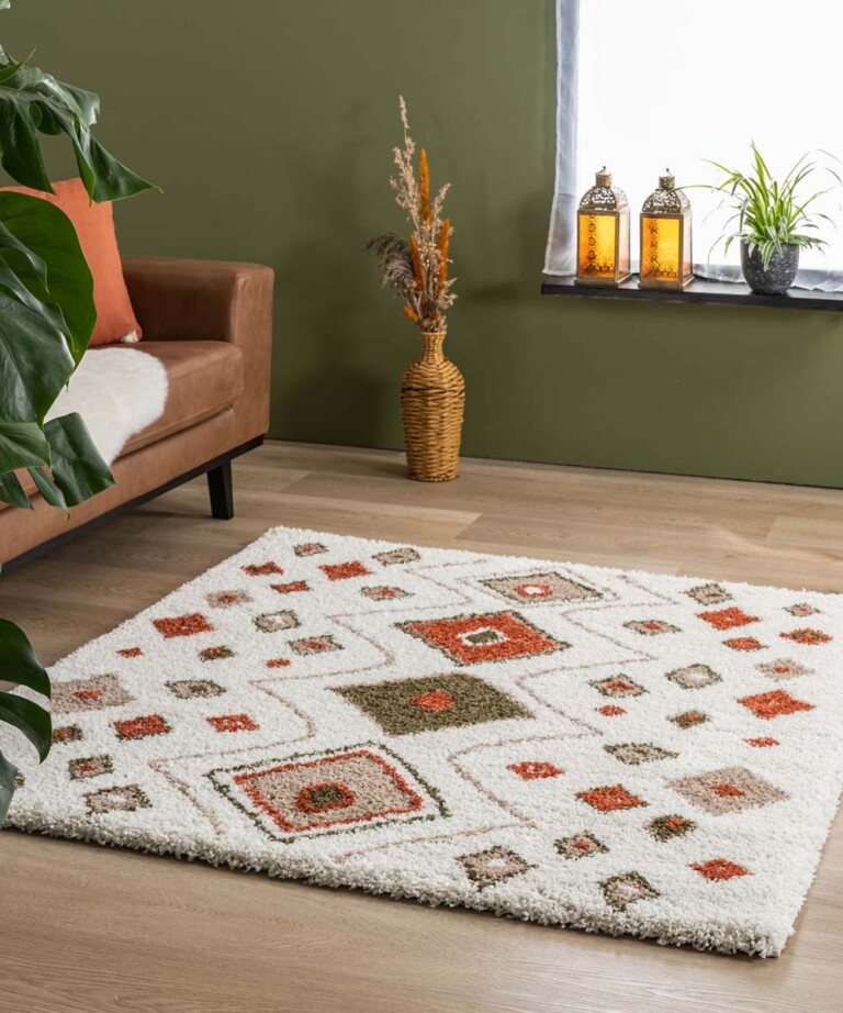 Boho Teppich Rund Hochflor Artisan - Beige/Bunt | Tapeso