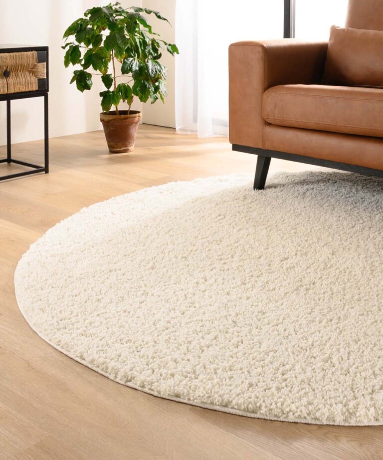 Hochflor Teppich Rund Shaggy Trend - Elfenbein | Tapeso