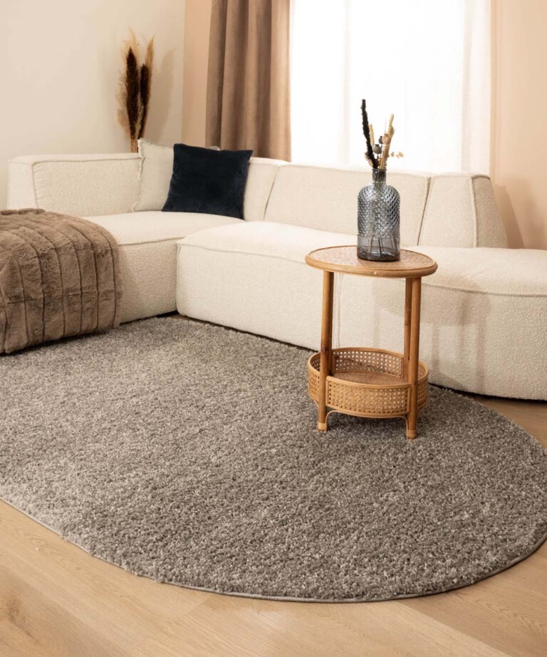 Oval Teppich Hochflor - Shaggy Trend Elfenbein | Tapeso