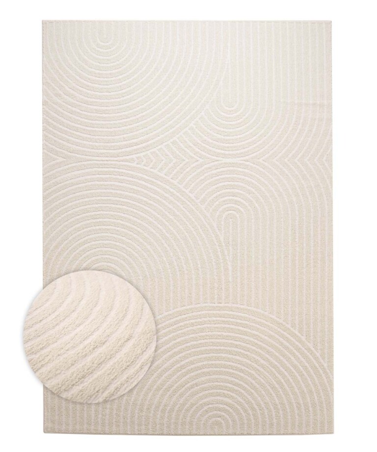Teppich Skandinavisch - Contour Curve Cream | Tapeso Teppich Skandinavisch - Contour Curve Cream | Tapeso